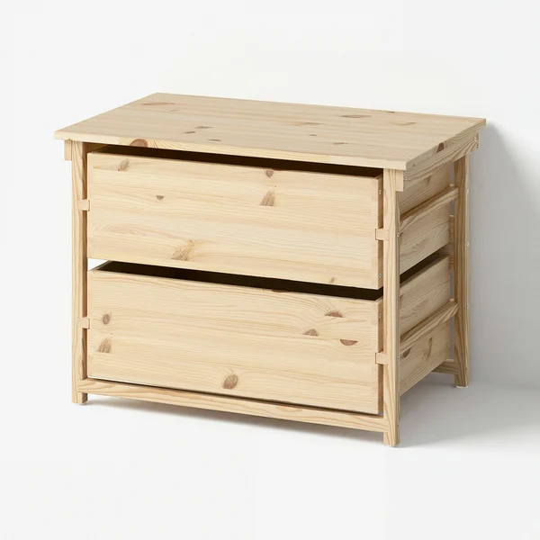 Komoda s 2 fioke, borovina, 76x48x55 cm