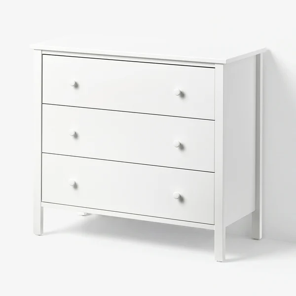 Komoda s 3 fioke, bela, 86x78 cm