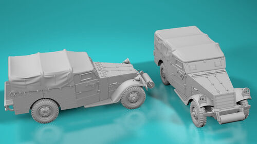NEW! EMP3D 72012513 Transporter opancerzony M3A1 Scout Car - zamknięte okna, z plandeką, bez ładunku