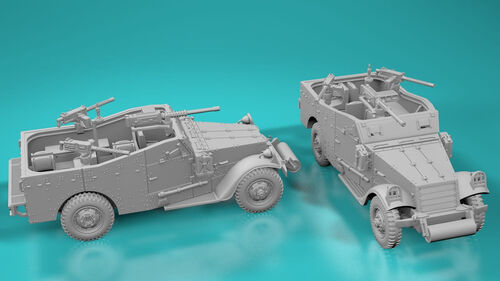 NEW! EMP3D 72012515 Transporter opancerzony M3A1 Scout Car - zamknięte okna, bez plandeki i z ładunkiem