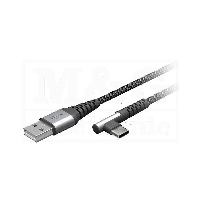 KABL USB C MUŠKI > USB A MUŠKI Tekstilni 90° 2m