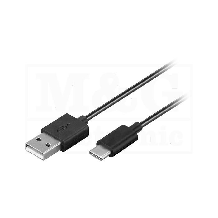 KABL USB A MUŠKI > USB C MUŠKI PVC crni 1m