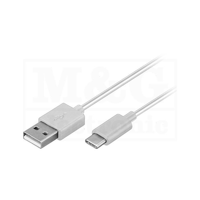 KABL USB A MUŠKI > USB C MUŠKI PVC beli 3m
