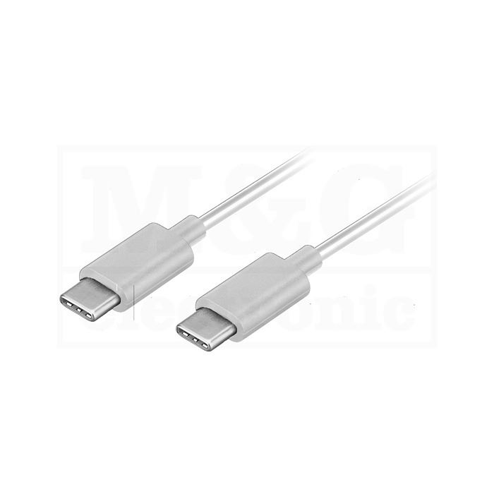 KABL USB C MUŠKI > USB C MUŠKI PVC beli 1m