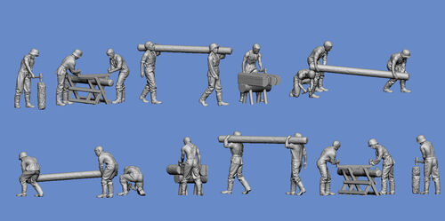 Germania-Figuren 72-WW2-0351 Wehrmacht – Pioneers Build A Bunker Out Of Tree Trunks