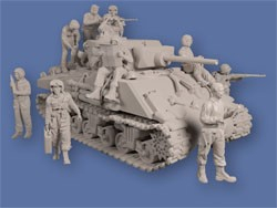 Germania-Figuren 72-WW2-0220 US Infantry Escort An M4A3E2 Sherman Jumbo