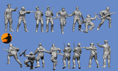 Germania-Figuren 72-WW2-0106 Infantry In Combat