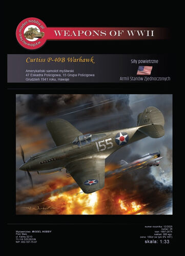 NEW! Model Hobby 0026 Amerykański Myśliwiec P-40 B - Malowanie z Pearl Harbor (Numer 155 Welch)