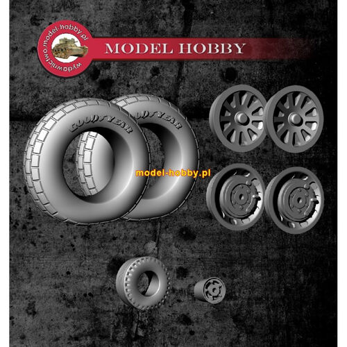 Model Hobby 0042b-KOL North American P-51 Mustang - Resin Wheels (Folding, Bent Tires)