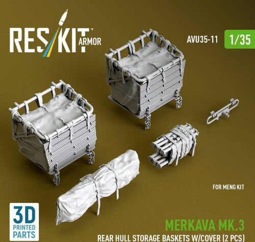 RES/KIT AVU35-0011 Merkava Mk.3 - Rear Hull Storage Baskets with Cover (2 Pcs) (for Meng Kits / 3D-Printed)