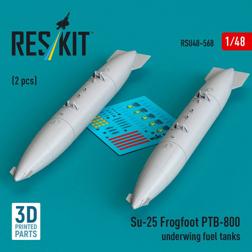 RES/KIT U48-0568 Sukhoi Su-25 Frogfoot - PTB-800 Underwing Fuel Tanks (2 pcs / 3D-Printed)