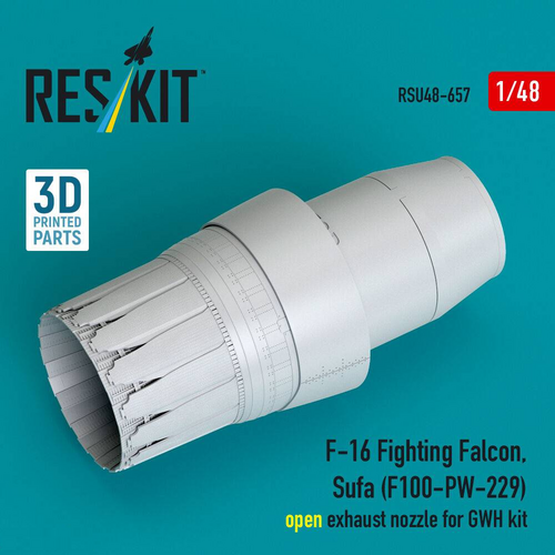 NEW! RES/KIT U48-0657 Lockheed Martin F-16 Fighting Falcon / Sufa - F100-PW-229 Open Exhaust Nozzle (for GWH Kits / 3D-Printed)