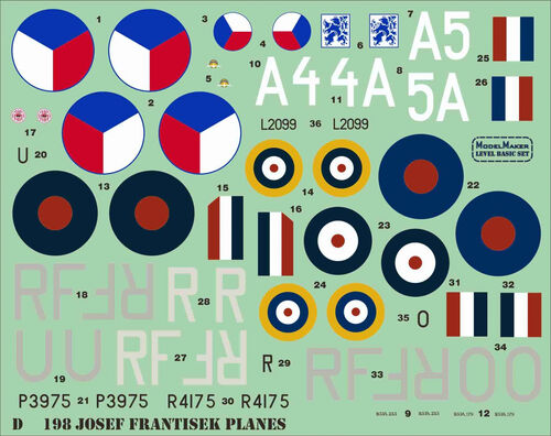 NEW! Model Maker Decals D72198 Josef Frantisek Planes (Avia B.543 and Hawker Hurricane)