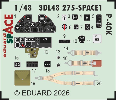 Eduard 3DL48275 Curtiss P-40 K - Space Set (fo Eduard Kits)