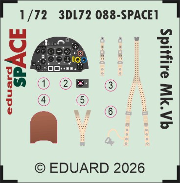 Eduard 3DL72088 Supermarine Spitfire Mk.Vb - Space Set (for IBG Models Kits)