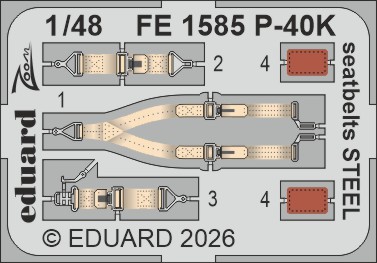 Eduard FE1585 Curtiss P-40 K - Seatbelts Steel Zoom Set (for Eduard Kits)