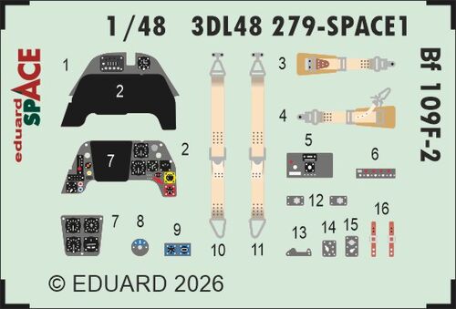 Eduard 3DL48279 Messerschmitt Bf-109 F-2 - Space Set (for Eduard Kits)