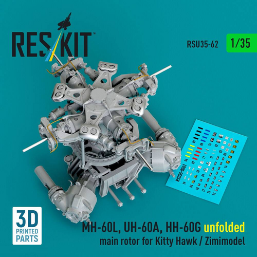 NEW! RES/KIT U35-0062 Sikorsky MH-60L / UH-60A and HH-60G - Unfolded Main Rotor (for Kitty Hawk and Zimimodel / 3D-Printed)