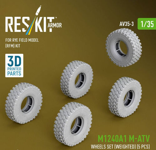 RES/KIT AV35-0003 M1240A1 M-ATV - 3D Printed Weighted Wheels Set (for Rye Field Model Kits / 5 pcs)