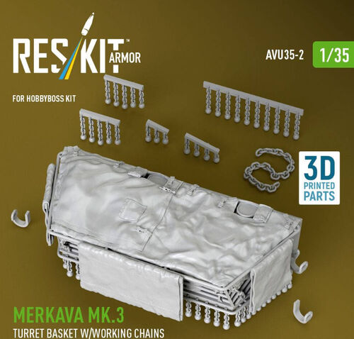 RES/KIT AVU35-0002 Merkava Mk.3 - 3D-Printed Turret Basket with Working Chains (for Hobby Boss Kits)