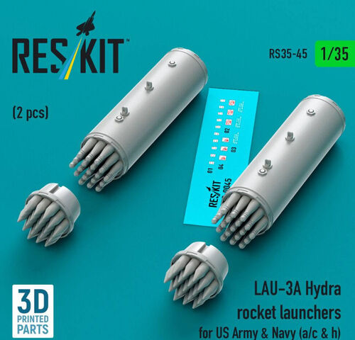 NEW! RES/KIT 35-0045 LAU-3 A Hydra Rocket Launchers for US Army & Navy (a/c & h) (2 pcs / 3D Printed)