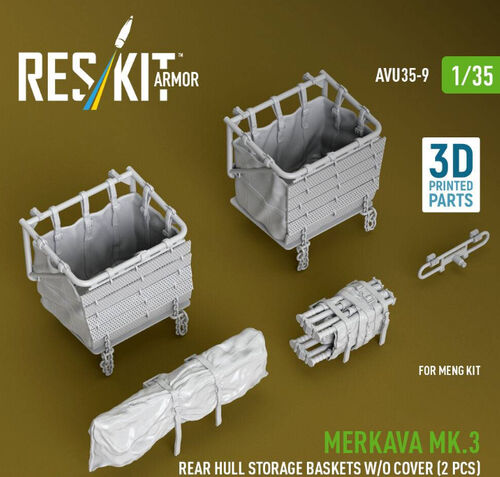 RES/KIT AVU35-0009 Merkava Mk.3 - Rear Hull Storage Baskets without Cover (2 pcs) (for Meng Kits / 3D-Printed)