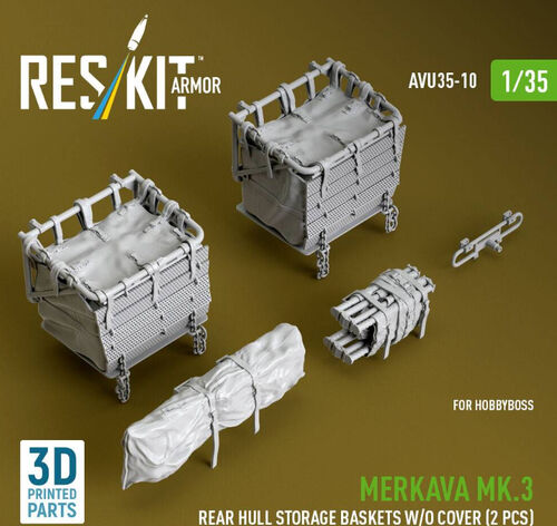 RES/KIT AVU35-0010 Merkava Mk.3 - Rear Hull Storage Baskets without Cover (2 pcs) (for Hobby Boss Kits / 3D-Printed)