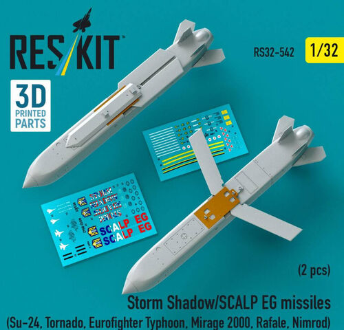 NEW! RES/KIT 32-0542 Storm Shadow/SCALP EG Missiles for Su-24, Tornado, Eurofighter Typhoon, Mirage 2000, Rafale, Nimrod (2 pcs / 3D Printed)