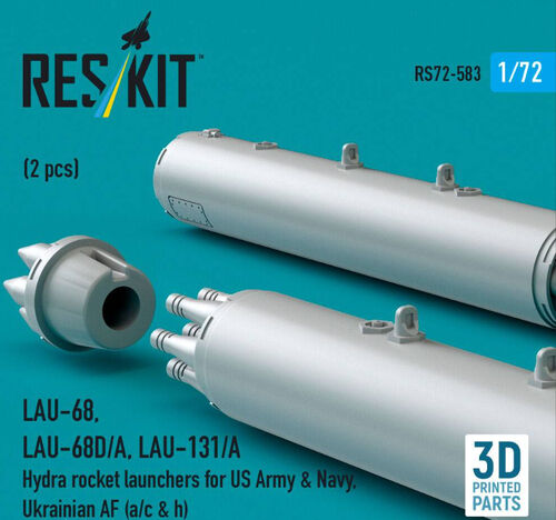 NEW! RES/KIT 72-0583 LAU-68 / LAU-68D/A and LAU-131/A Hydra Rocket Launchers for US Army & Navy, Ukrainian AF (a/c & h) (2 pcs / 3D Printed)