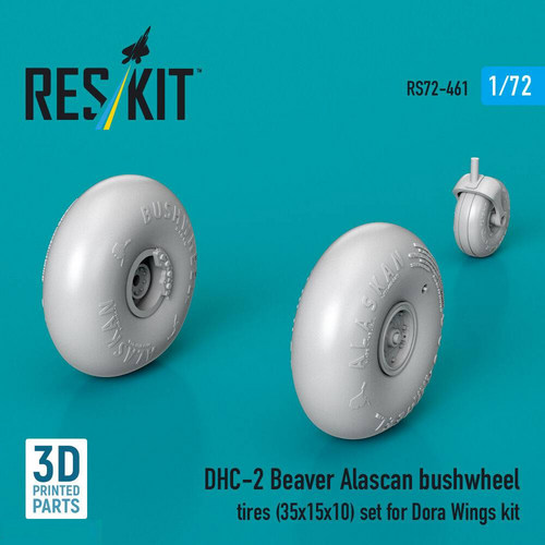 NEW! RES/KIT 72-0461 DHC-2 Beaver - Alascan Bushwheel Tires (35x15x10) Set (for Dora Wings Kits / 3D Printed)