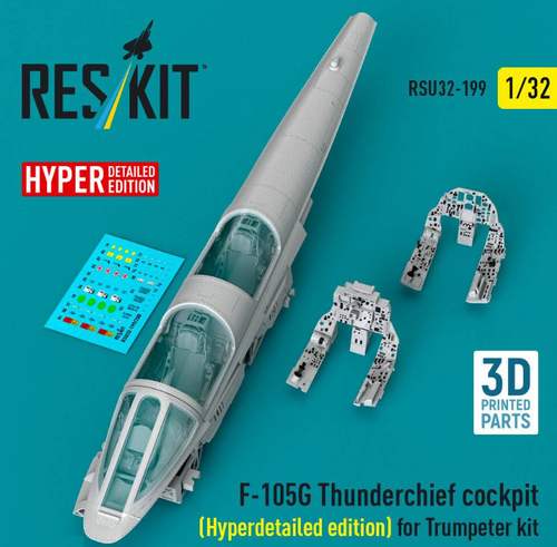 RES/KIT U32-0199 Republic F-105 G Thunderchief - Cockpit Hyperdetailed Edition (for Trumpeter Kits / 3D-Printed)