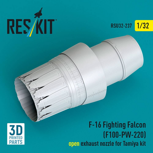 NEW! RES/KIT U32-0237 Lockheed Martin F-16 Fighting Falcon - F100-PW-220 Open Exhaust Nozzle (for Tamiya Kits / 3D-Printed)