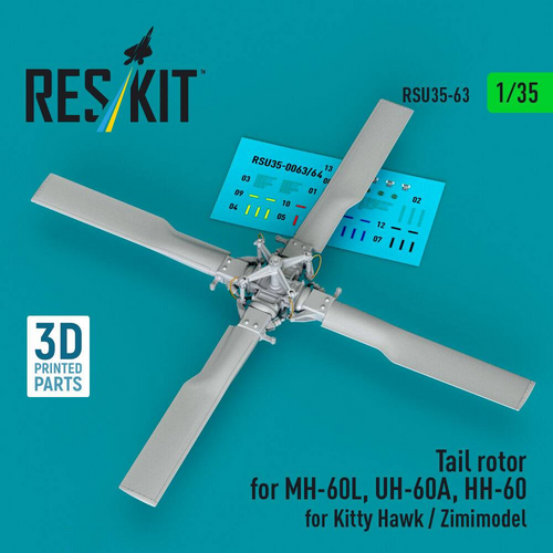 NEW! RES/KIT U35-0063 Sikorsky MH-60L / UH-60A and HH-60G - Tail Rotor (for Kitty Hawk and Zimimodel / 3D-Printed)