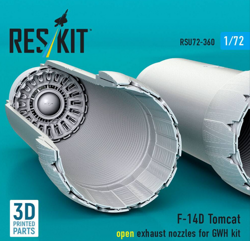 RES/KIT U72-0360 Grumman F-14 D Tomcat - Open Exhaust Nozzles (for GWH Kits / 3D-Printed)