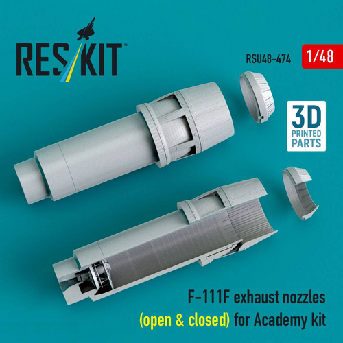 NEW! RES/KIT U48-0474 General Dynamics F-111 F - Exhaust Nozzles / Open & Closed (for Academy Kits / 3D-Printed)