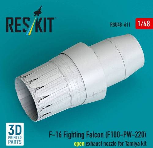 NEW! RES/KIT U48-0611 Lockhhed Martin F-16 Fighting Falcon - F100-PW-220 Open Exhaust Nozzle (for Tamiya Kits / 3D-Printed)