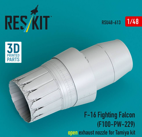 NEW! RES/KIT U48-0613 Lockhhed Martin F-16 Fighting Falcon - F100-PW-229 Open Exhaust Nozzle (for Tamiya Kits / 3D-Printed)