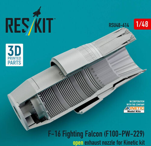 NEW! RES/KIT U48-0614 Lockhhed Martin F-16 Fighting Falcon - F100-PW-229 Open Exhaust Nozzle (for Kinetic Kits / 3D-Printed)