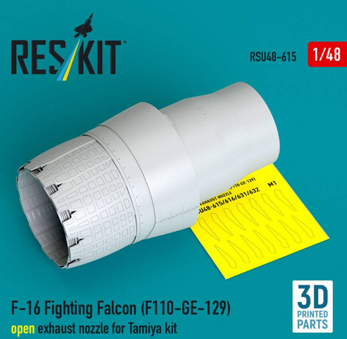 NEW! RES/KIT U48-0615 Lockhhed Martin F-16 Fighting Falcon - F110-GE-129 Open Exhaust Nozzle (for Tamiya Kits / 3D-Printed)