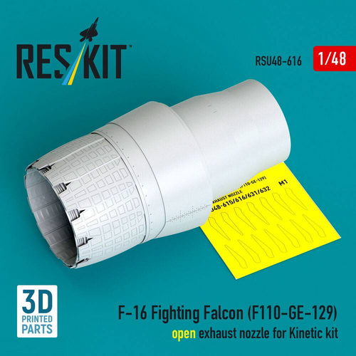 NEW! RES/KIT U48-0616 Lockhhed Martin F-16 Fighting Falcon - F110-GE-129 Open Exhaust Nozzle (for Kinetic Kits / 3D-Printed)