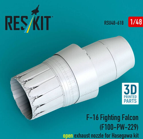 NEW! RES/KIT U48-0618 Lockheed Martin F-16 Fighting Falcon - F100-PW-229 Open Exhaust Nozzle (for Hasegawa Kits / 3D-Printed)