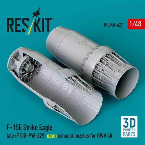 NEW! RES/KIT U48-0627 Boeing F-15E Strike Eagle Late - F100-PW-229 Open Exhaust Nozzles (for GWH Kits / 3D-Printed)