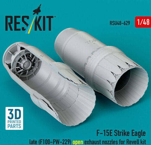 NEW! RES/KIT U48-0629 Boeing F-15 E Strike Eagle Late - F100-PW-229 Open Exhaust Nozzles (for Revell Kits / 3D-Printed)