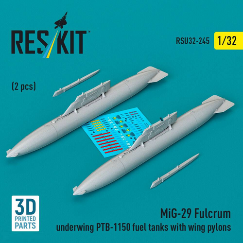 RES/KIT U32-0245 MiG-29 Fulcrum - PTB-1150 Underwing Fuel Tanks with Pylons (2 pcs / 3D-Printed)