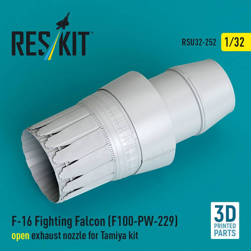 NEW! RES/KIT U32-0252 Lockheed Martin F-16 Fighting Falcon - F100-PW-229 Open Exhaust Nozzle (for Tamiya Kits / 3D-Printed)