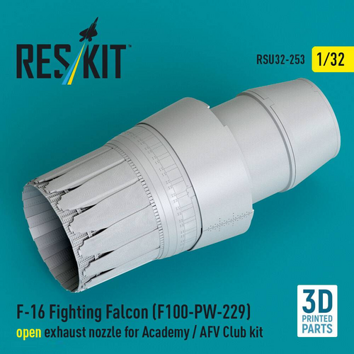 NEW! RES/KIT U32-0253 Lockheed Martin F-16 Fighting Falcon - F100-PW-229 Open Exhaust Nozzle (for Academy and AFV Club Kits / 3D-Printed)
