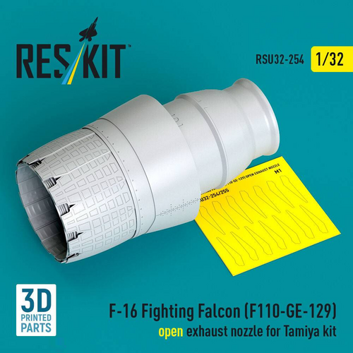 NEW! RES/KIT U32-0254 Lockheed Martin F-16 Fighting Falcon - F110-GE-129 Open Exhaust Nozzle (for Tamiya Kits / 3D-Printed)