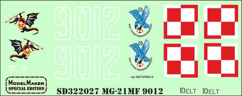 NEW! Model Maker Decals SD322027 MiG-21 MF - "9012"