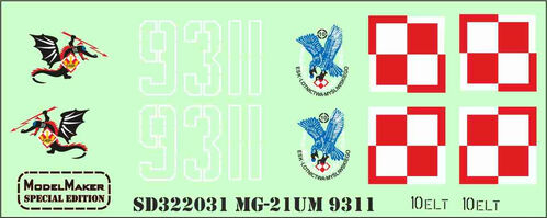 Model Maker Decals SD322031 MiG-21 UM - "9311"
