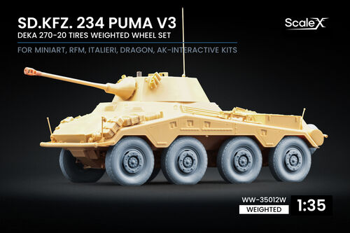 NEW! ScaleX WW-35012W Sd.Kfz. 234 Puma - v3 Weighted Wheel Set (for MiniArt / Dragon / RFM / AK and Italeri Kits / 3D-Printed)